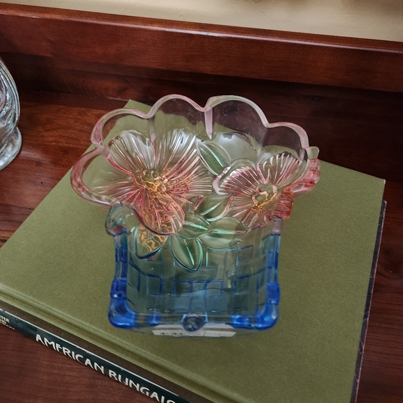 Accents | Nova Glass Floral Vase With Pink And Blue Accents | Poshmark